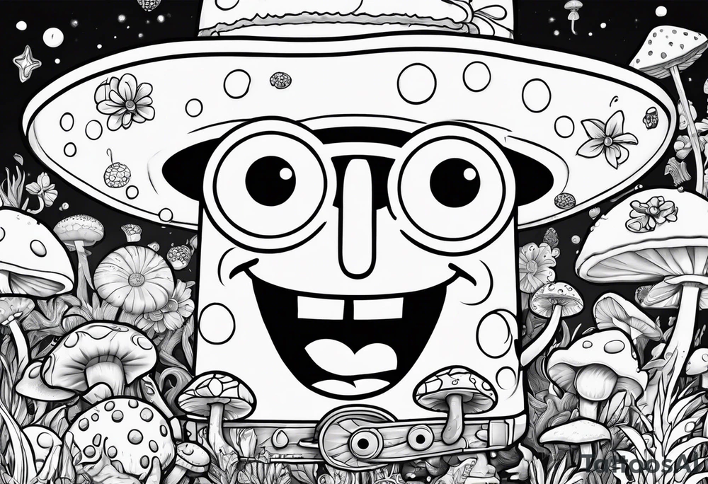 Spongebob taking psychedelic mushrooms in bikini bottom tattoo idea ...