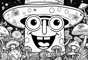 Spongebob taking psychedelic mushrooms in bikini bottom tattoo idea ...