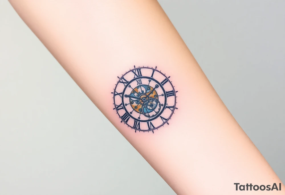 Vintage roman numerals within ornate clockwork mechanism tattoo idea ...