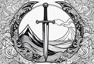 Sword, wave, bolt, long tattoo idea | TattoosAI
