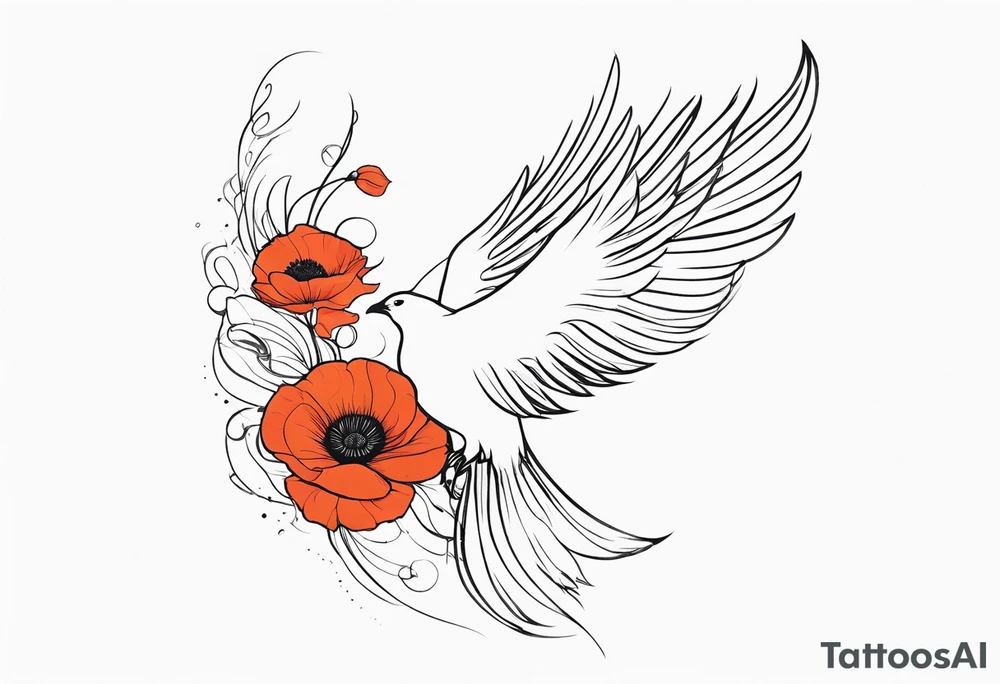 Outline of phoenix in flight in profile long tail with claws holding ...