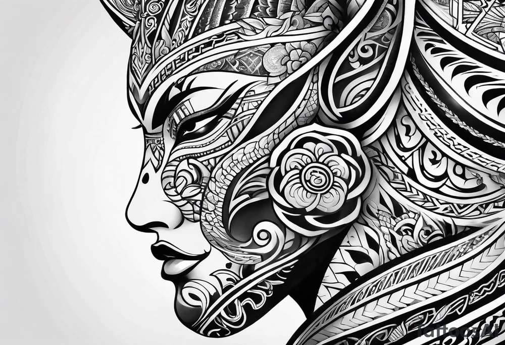 Japanese and maori tattoo tattoo idea | TattoosAI