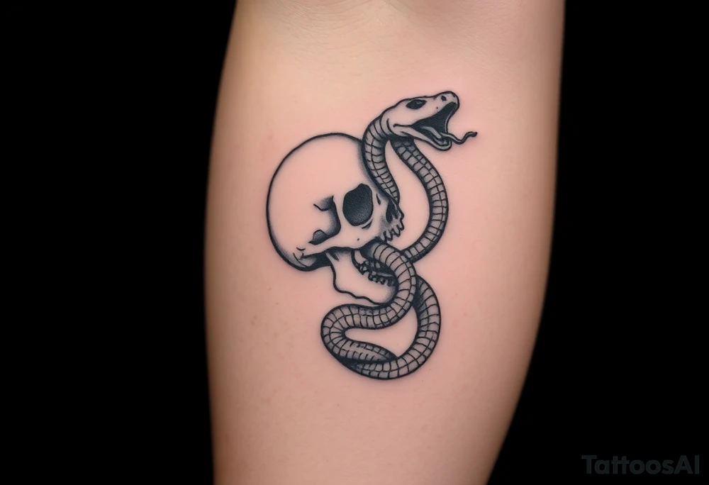 A hyper Realistic Dark Mark, with the snake slithering out of the skull ...