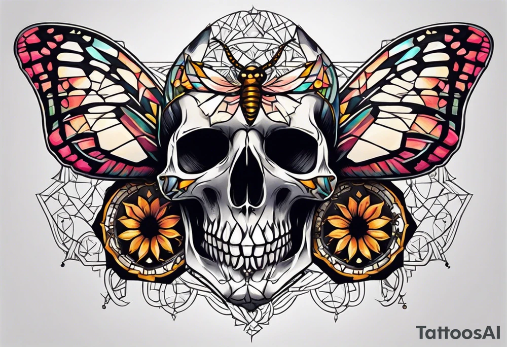 Skull and moth tattoo idea | TattoosAI