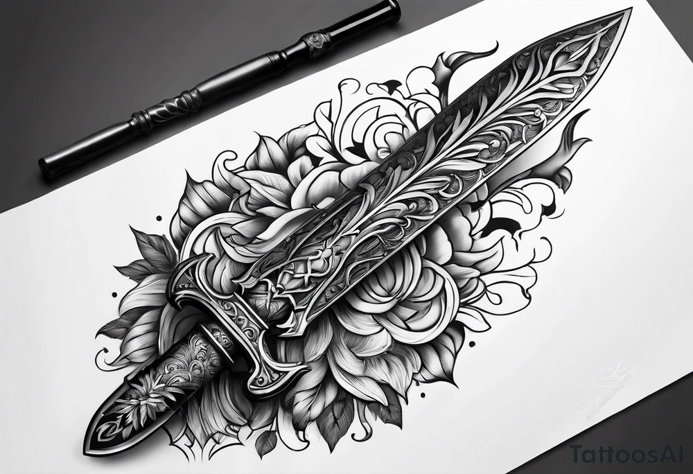 Dagger inside shadow cloak tattoo idea | TattoosAI