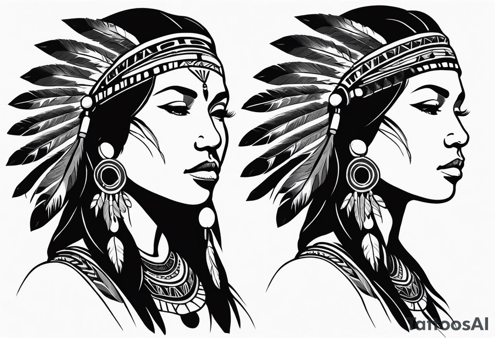 Full body Native American woman tattoo idea | TattoosAI