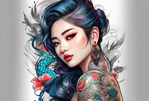 Chinese girl tattoo idea | TattoosAI