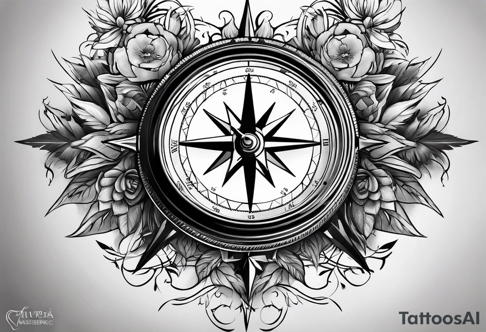 Compass broken into a watch tattoo idea | TattoosAI