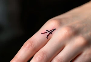 A script "A" formed by a red ribbon wrapping in the shape of the letter ...