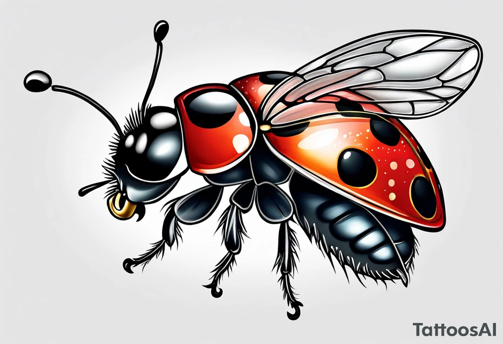 Flying ladybug tattoo idea | TattoosAI
