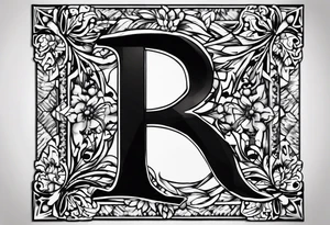 Scrabble tile with the letter R and number 14 tattoo idea | TattoosAI