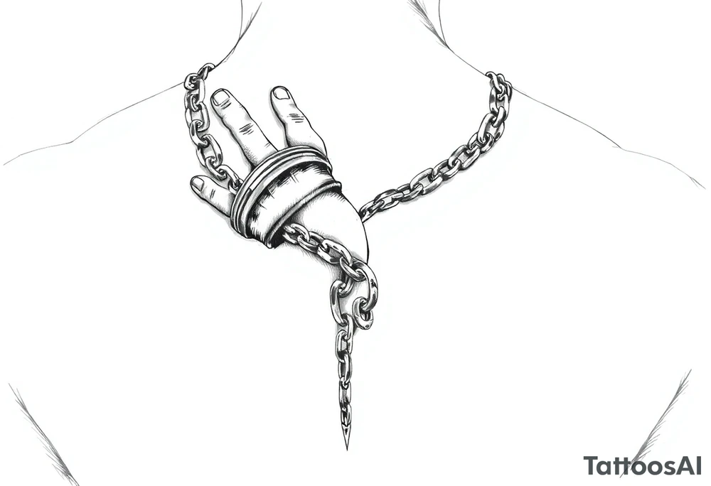 Chains wrapped around fingers to the wrist while connecting to the ...