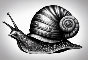 Snail wearing a pirate hat on its shell tattoo idea | TattoosAI
