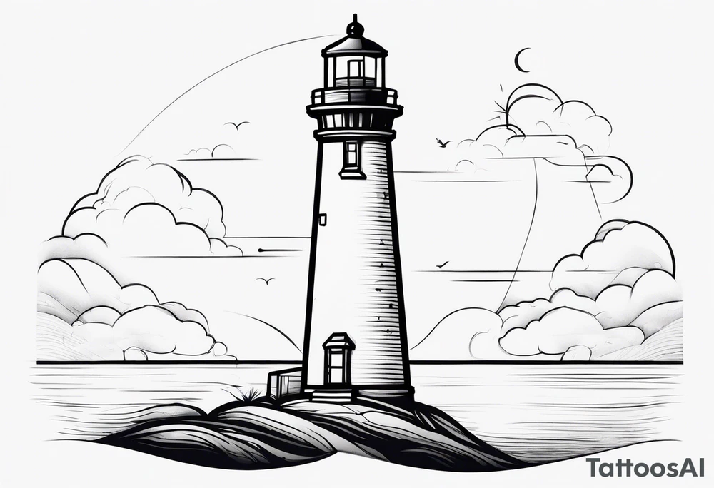 Lighthouse fine line tattoo idea | TattoosAI