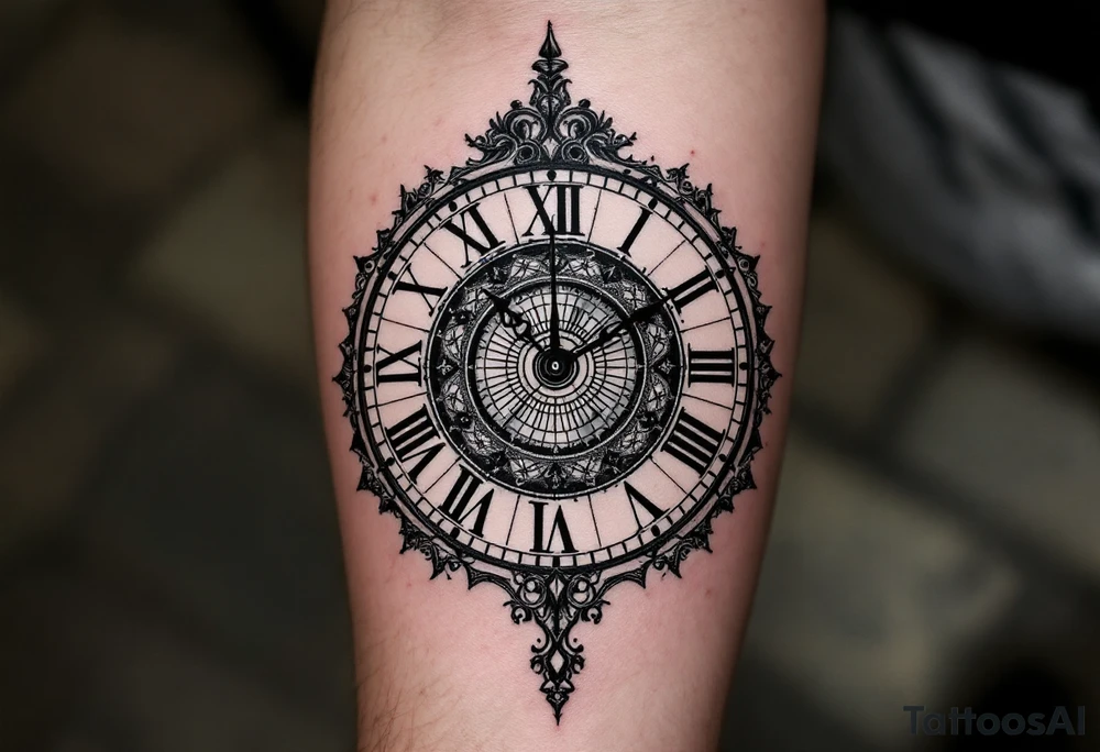 Vintage roman numerals within ornate clockwork mechanism tattoo idea ...