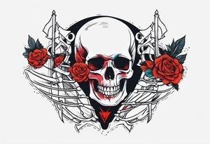 Skeleton stabbed through chest with broadswoard tattoo idea | TattoosAI