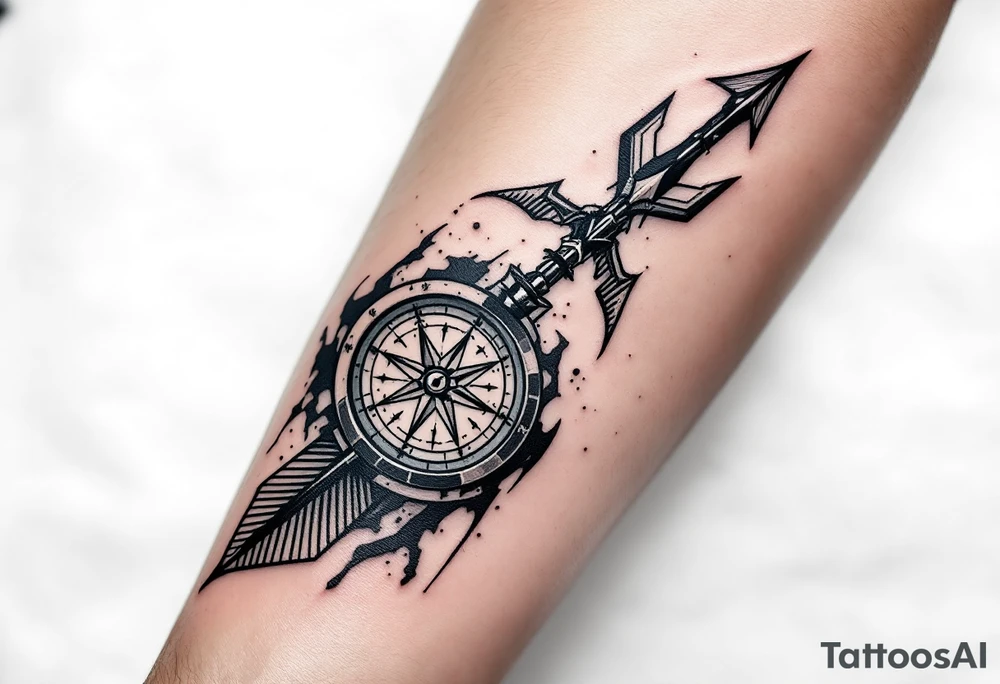 Japanese arrow with compass tattoo idea | TattoosAI