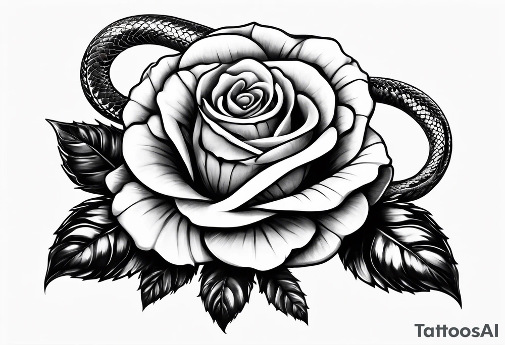 Serpent snake around the stem on a rose showing the stem and thorns ...