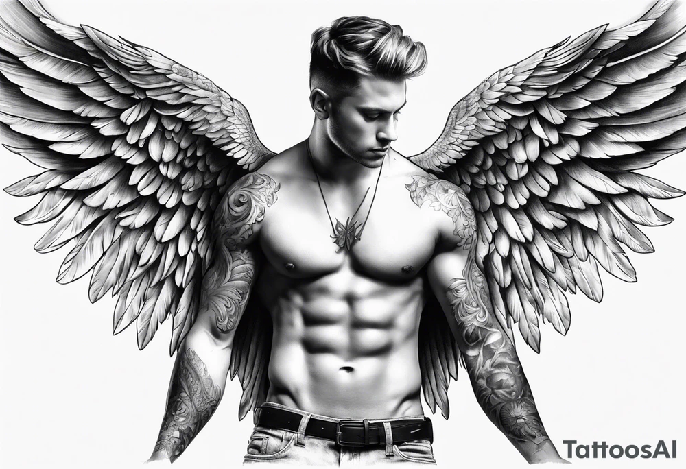Shoulder tattoo the falling angel male tattoo idea | TattoosAI