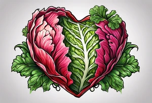 Body heart intertwined with cabbage leaved tattoo idea | TattoosAI