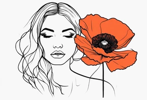 Outline tatoo, face, poppy, word tattoo idea | TattoosAI