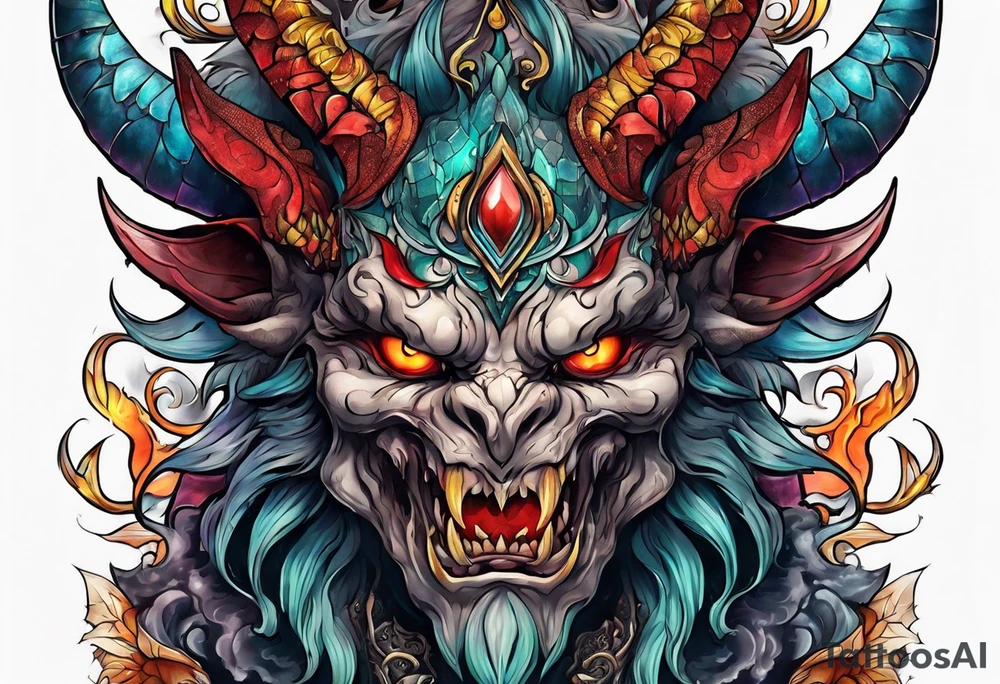 Ascended demon tattoo idea | TattoosAI