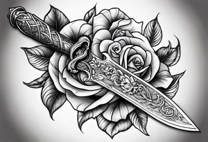 Feminine dagger with a serpent around it tattoo idea | TattoosAI