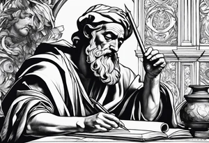 Caravaggio painting of Saint Jerome tattoo idea | TattoosAI