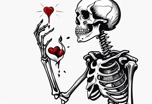 Depressed skeleton handing his stabbed heart to someone tattoo idea ...