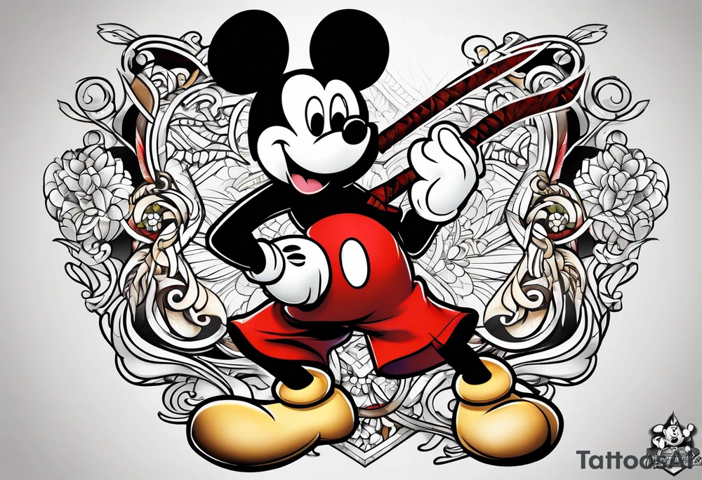 Mickey mouse Filipino martial arts tattoo idea | TattoosAI