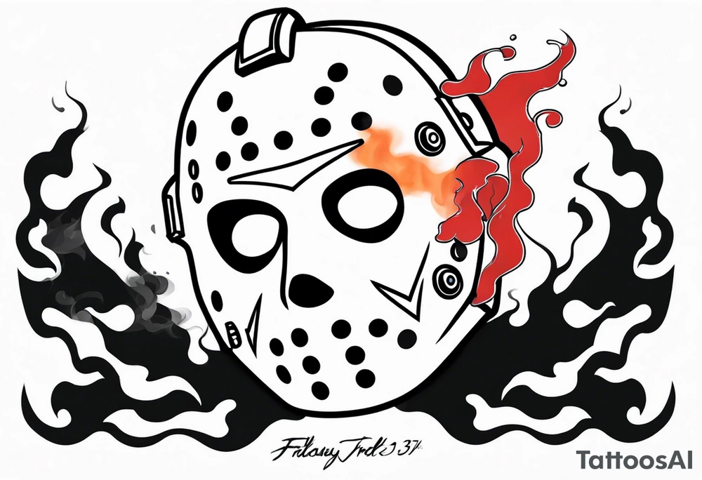 Friday the 13th Jason mask tattoo with smoke tattoo idea | TattoosAI