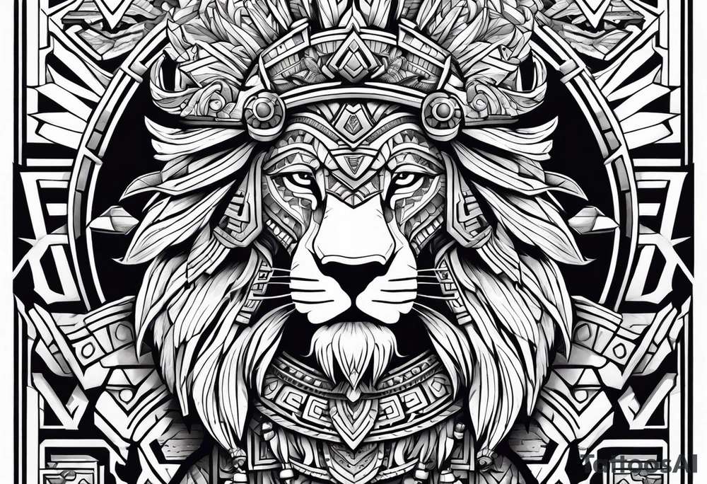 Aztec warrior, lion tattoo idea | TattoosAI