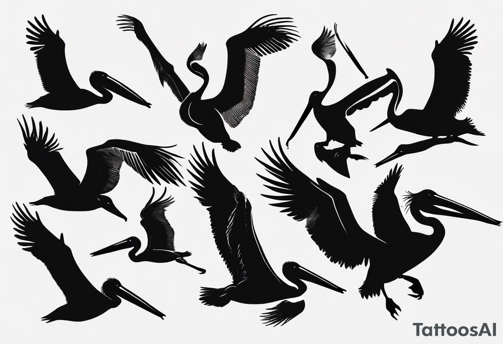 Pelican silhouette series in flight tattoo idea | TattoosAI