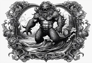 Aquarius water bearer monster. Dark. With a gothic frame and ...