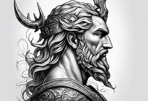Poseidon side face profile and trident tattoo idea | TattoosAI