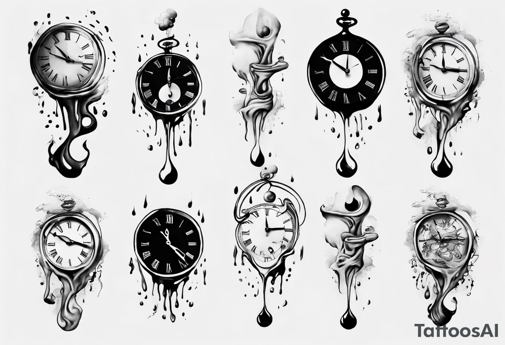 Dali melting clock trippy tattoo idea | TattoosAI
