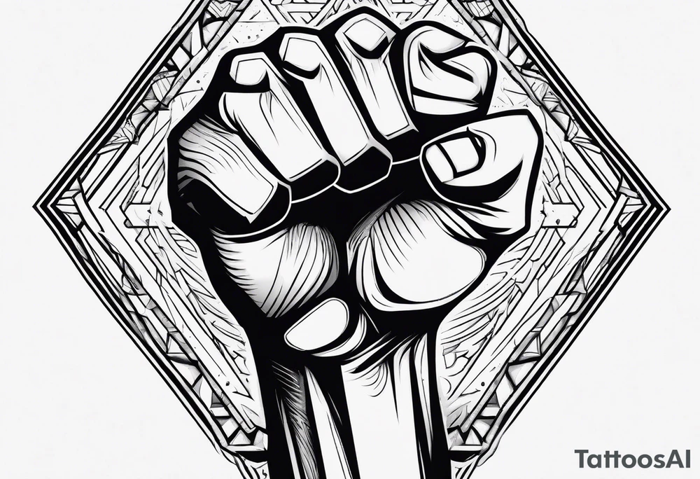 A clenched fist on the back using negative space techniques tattoo idea ...