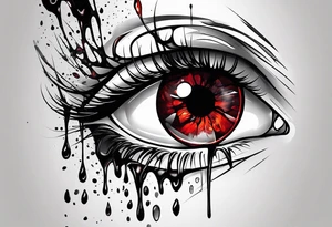 Bleeding tear flows to down from red eye sleeve tattoo design tattoo ...