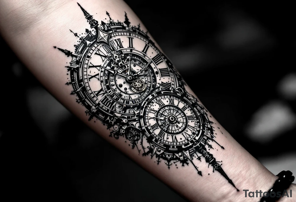 Vintage roman numerals within ornate clockwork mechanism tattoo idea ...