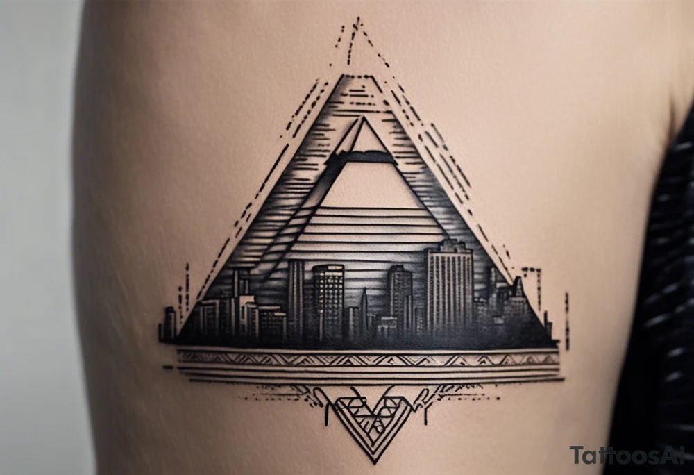 Create a visually dynamic tattoo that seamlessly blends the timeless ...