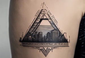 Create a visually dynamic tattoo that seamlessly blends the timeless ...