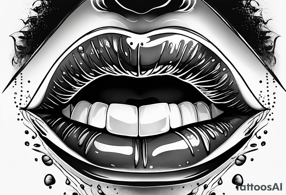 Lips dripping wet tattoo idea | TattoosAI