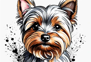 Outline of yorkie with paw prints tattoo idea | TattoosAI