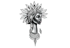 Black African goddess tattoo idea | TattoosAI