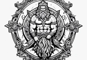 Zeus lightning bolt cross with poseidon trident tattoo idea | TattoosAI