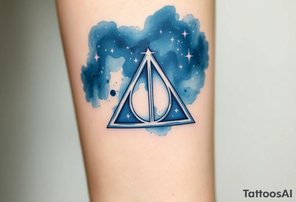 A Deathly Hallows full symbol floating within a starry night sky, its ...