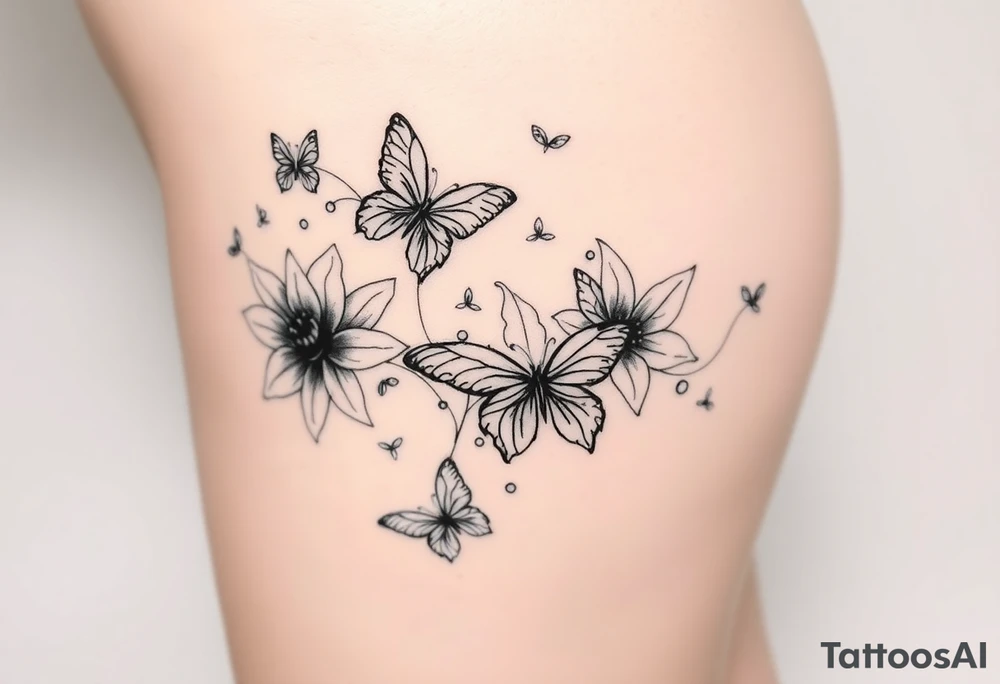 Lilies dissolving into butterflies tattoo idea | TattoosAI