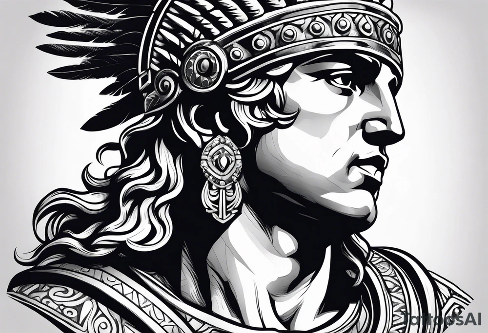 Alexander the great with headdress tattoo idea | TattoosAI