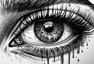 A realistic majestic human eye crying tears of blood with reflection of ...
