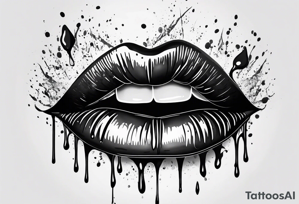 Lips dripping wet tattoo idea | TattoosAI